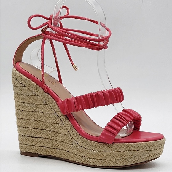 Mixx Shuz | Shoes | Nwt Wrapped Around Espadrille Wedge Pink | Poshmark